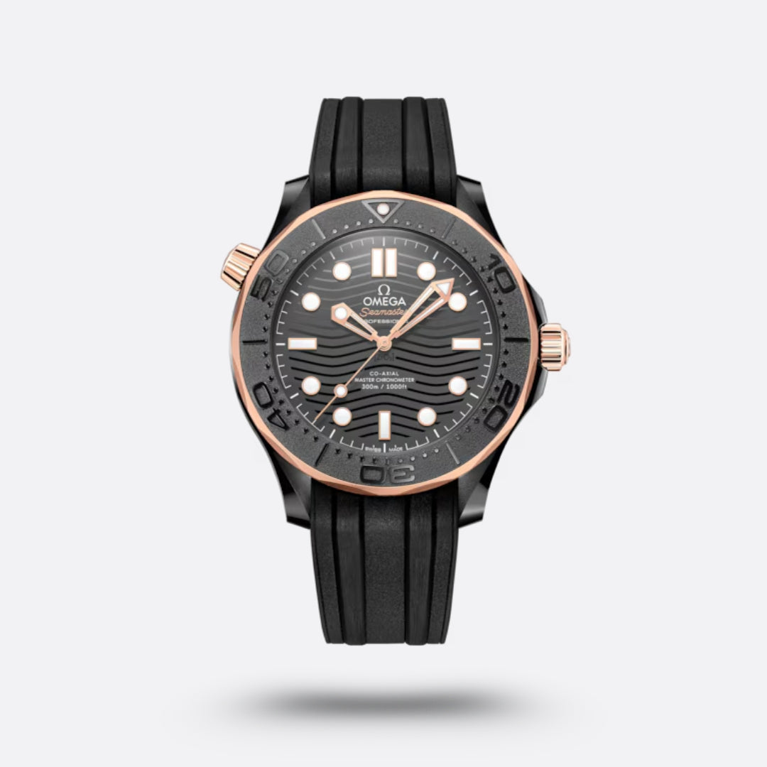 Omega Seamaster Diver 210.62.44.20.01.001 Black Ceramic 18K Rose Gold ...